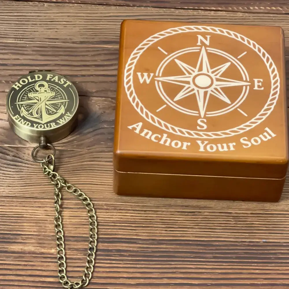 "Hold Fast" Anchor Compass – Personalized Navy & Sailor Gift